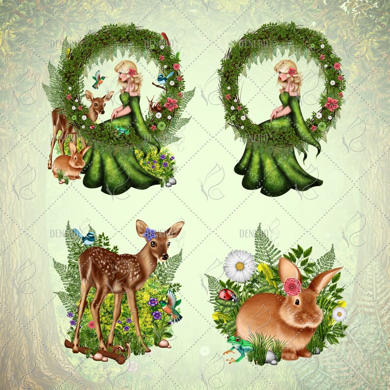 Princess Clipart Woodland Animals Forest Flower Clipart Fairy Tale ...
