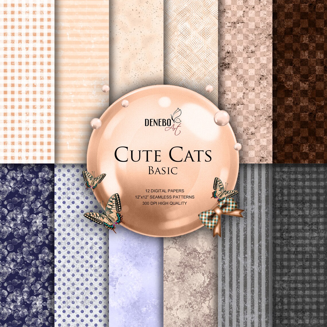 Basic Digital Paper, Cat Digital Papers, Commercial Use, Seamless ...