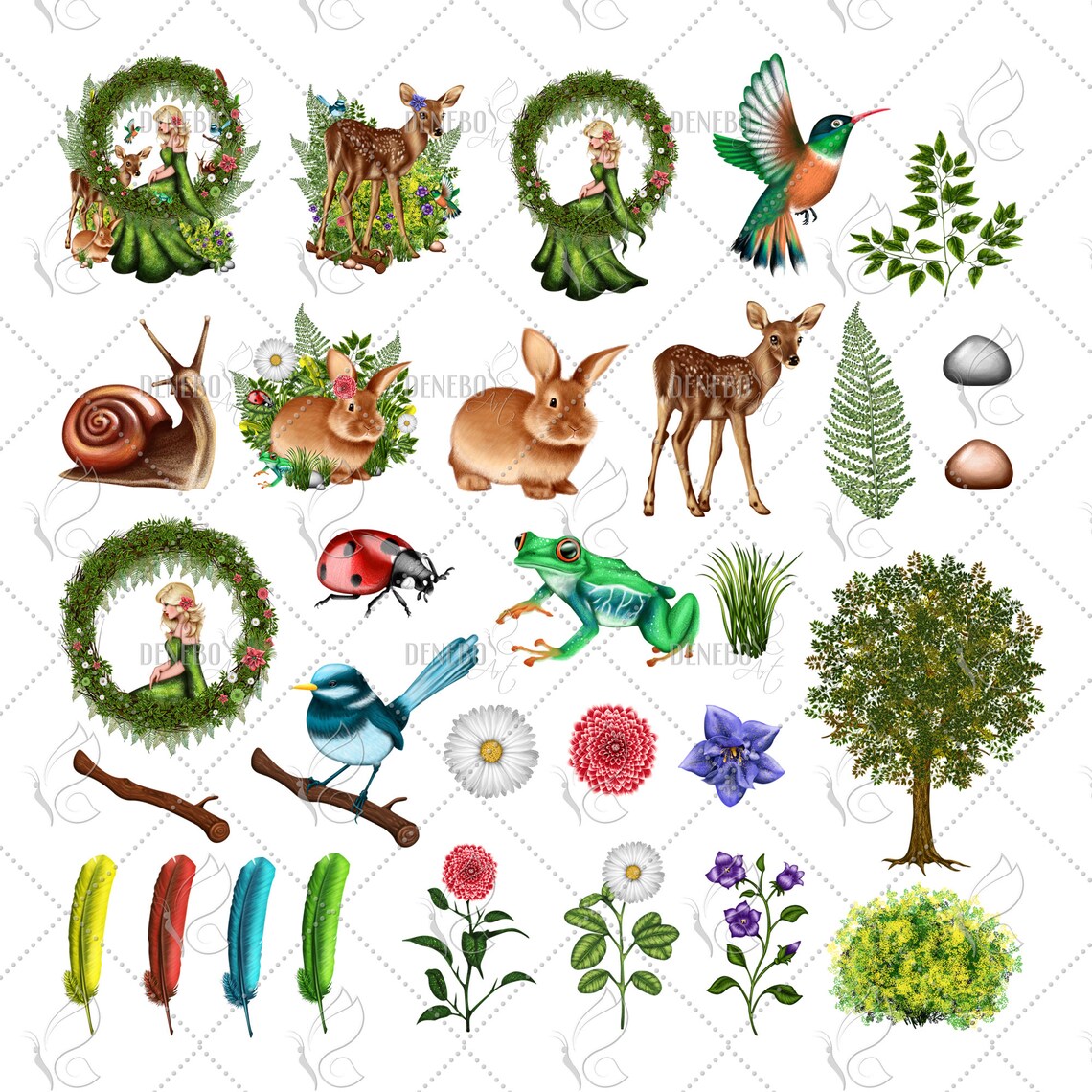 Princess Clipart Woodland Animals Forest Flower Clipart Fairy Tale ...