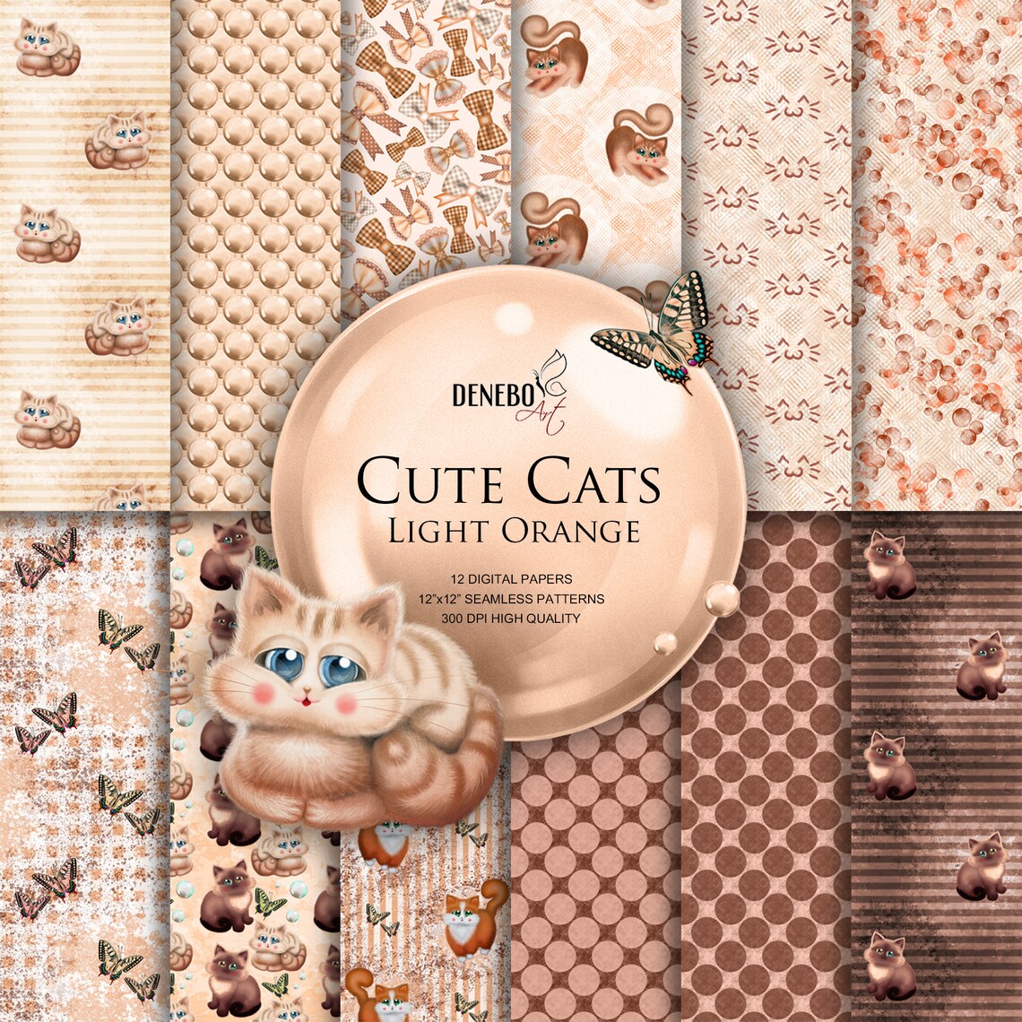 Cat Digital Papers Digital Paper Seamless Pattern Digital - Etsy