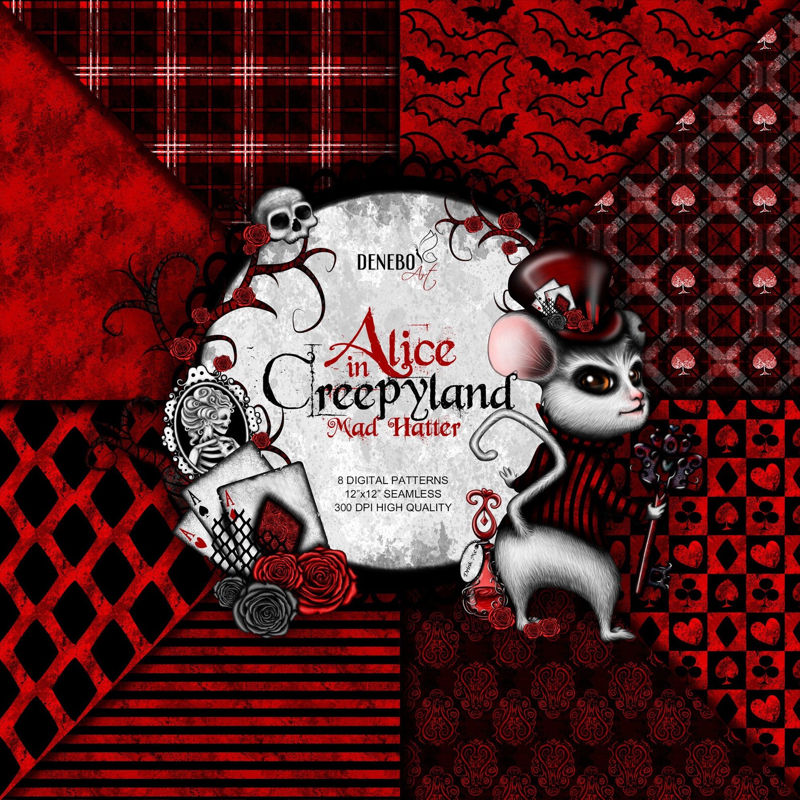 Mad Hatter Pattern Alice in Wonderland Paper Gothic Paper Set | Etsy