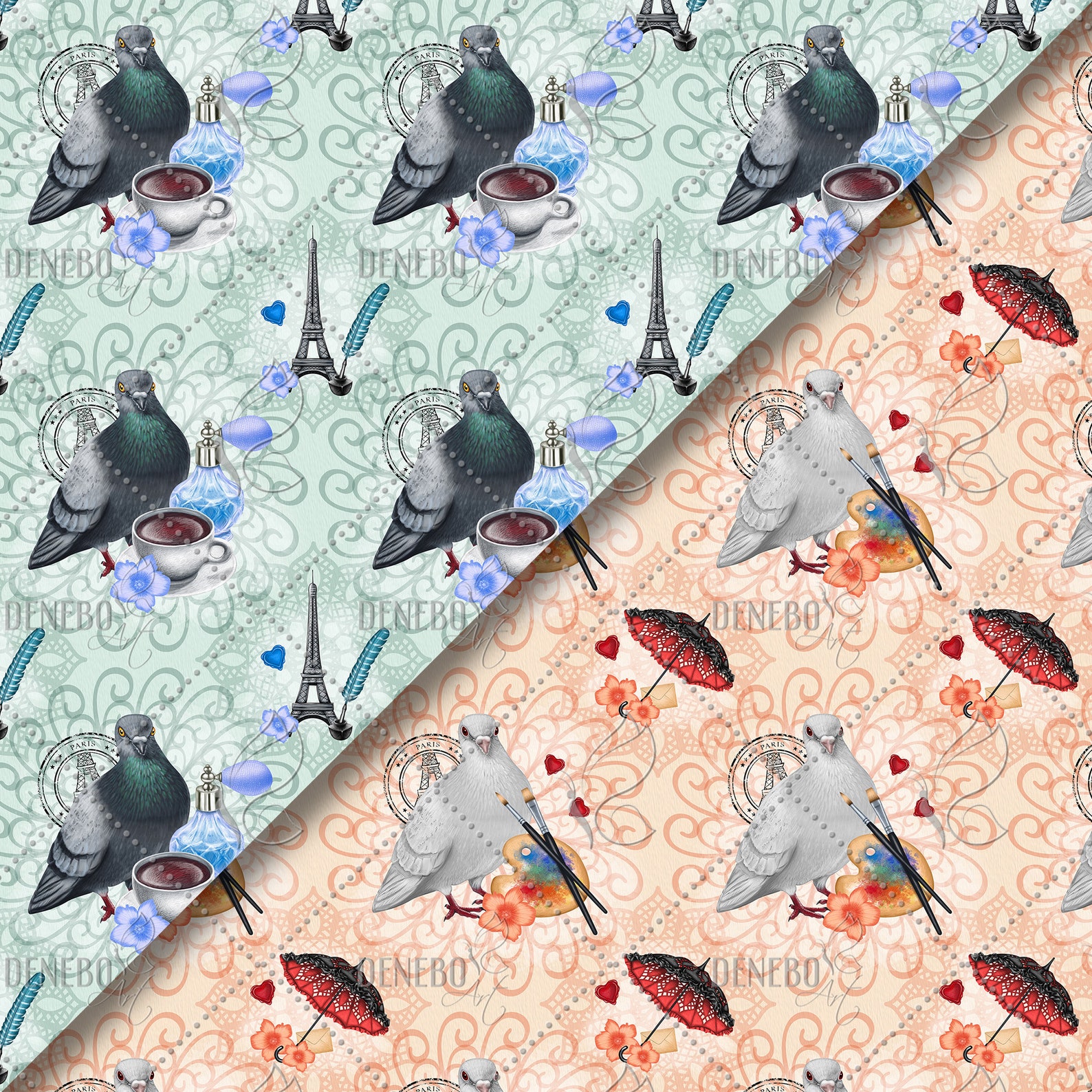 Paris Digital Paper Pack Romantic Digital Set Download Eiffel - Etsy