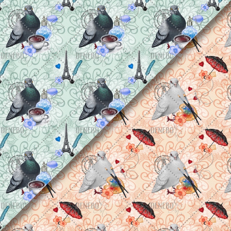 Paris Digital Paper Pack Romantic Digital Set Download Eiffel - Etsy