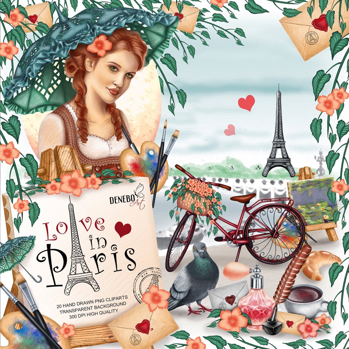 Paris Clipart France Clipart Eiffel Tower French Style - Etsy