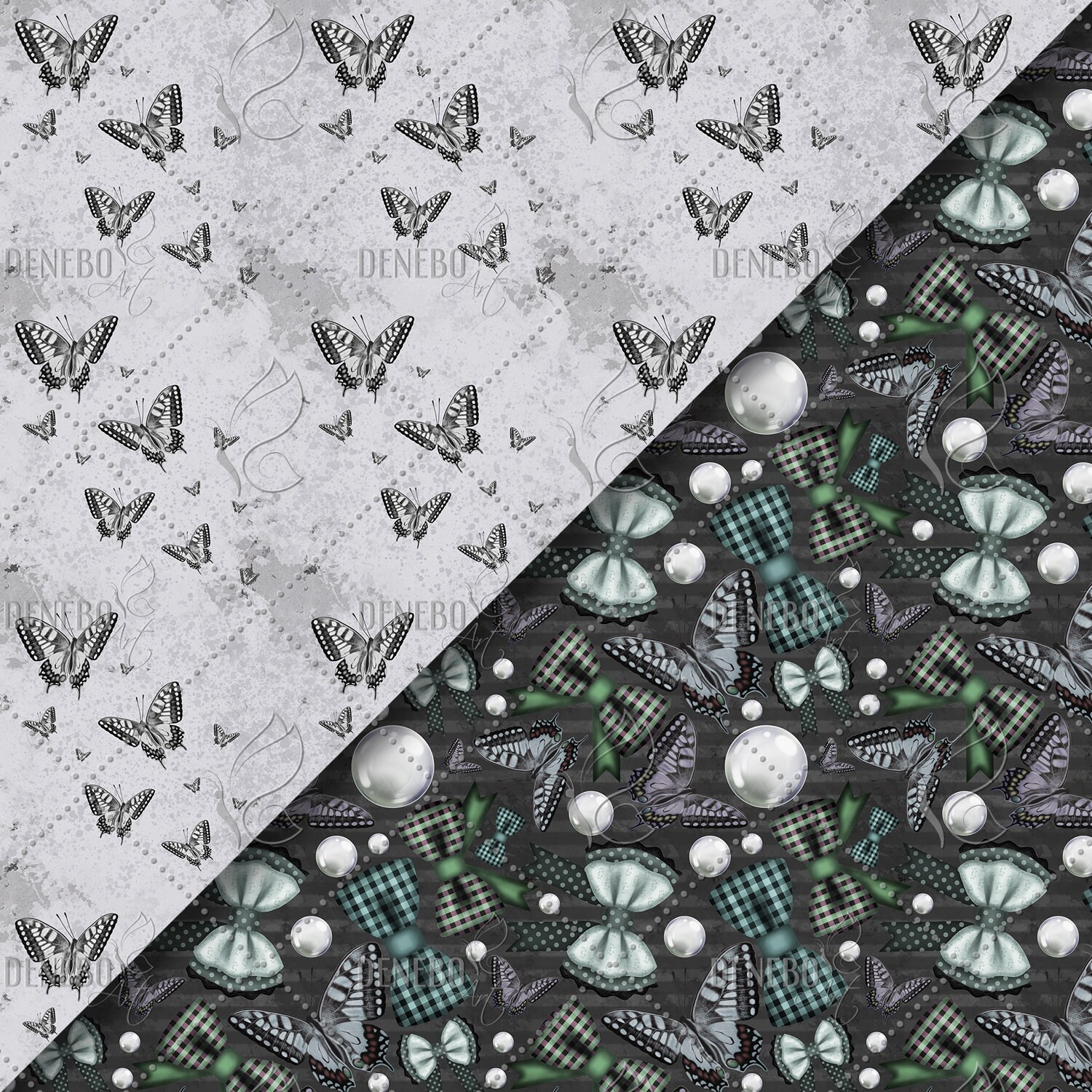 Cat Digital Papers, Seamless Pattern, Black and Blue Paper, Digital ...