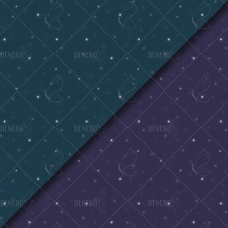 Night Sky Digital Paper Set Flower Pattern Stars Paper Pack Dark Blue ...