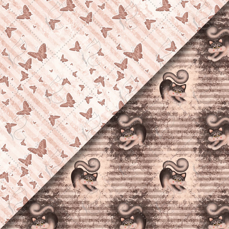 Seamless Pattern, Cat Digital Papers, Cat Illustration, Brown Digital ...