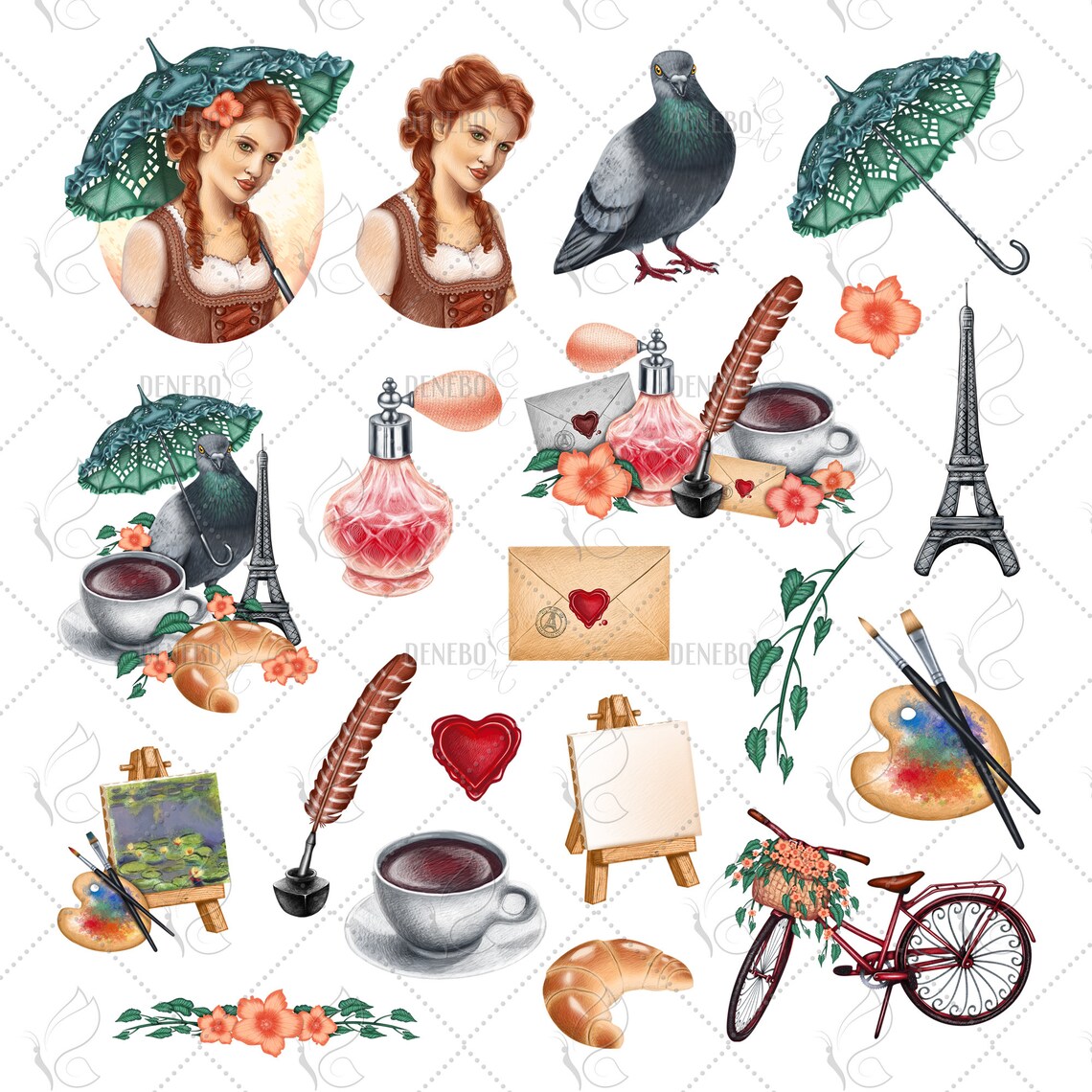 Paris Clipart France Clipart Eiffel Tower French Style - Etsy