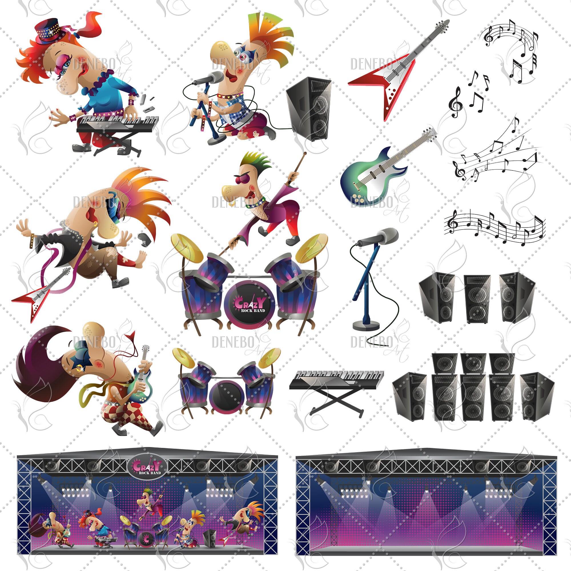 Funny Cartoon Character Clipart Crazy Rock Band Clip Art Vocalist ...