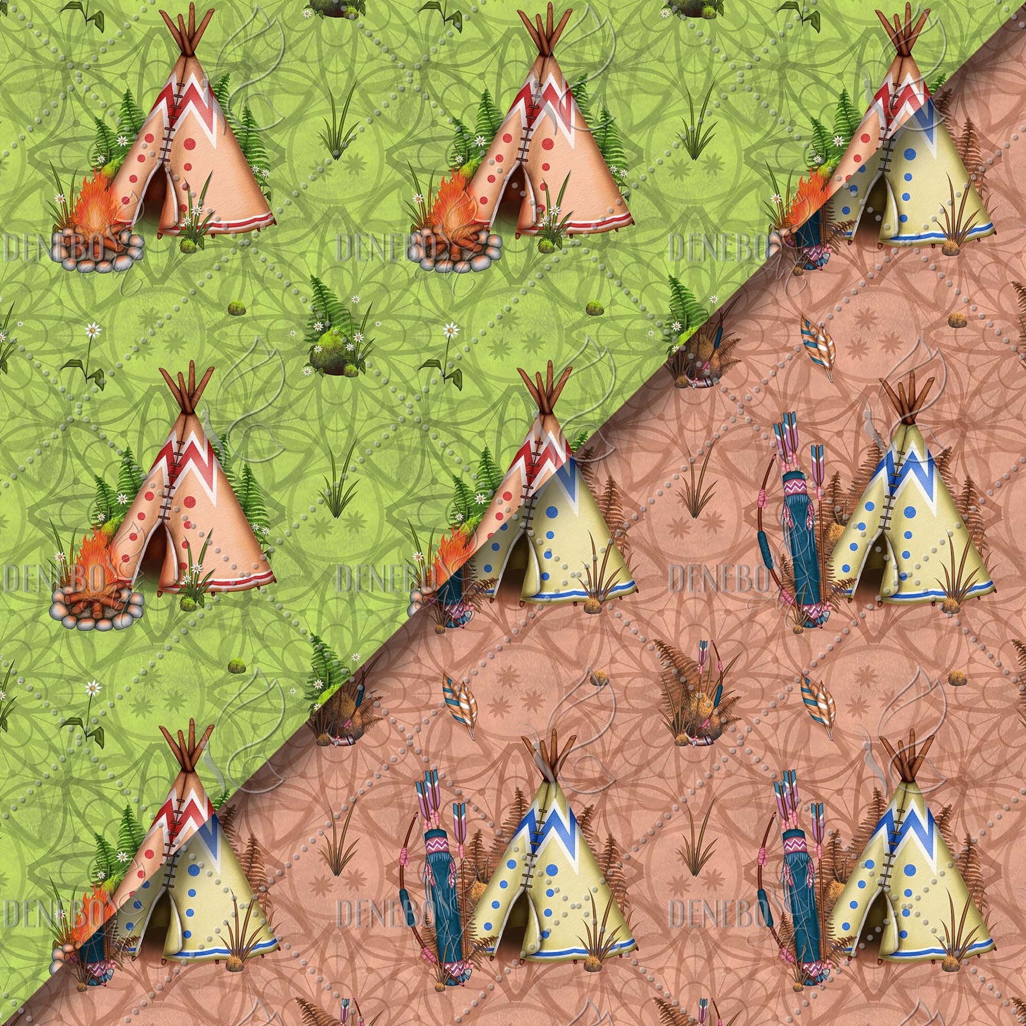 Tribal Digital Paper Pack Native American Digital Set Indian Girl ...