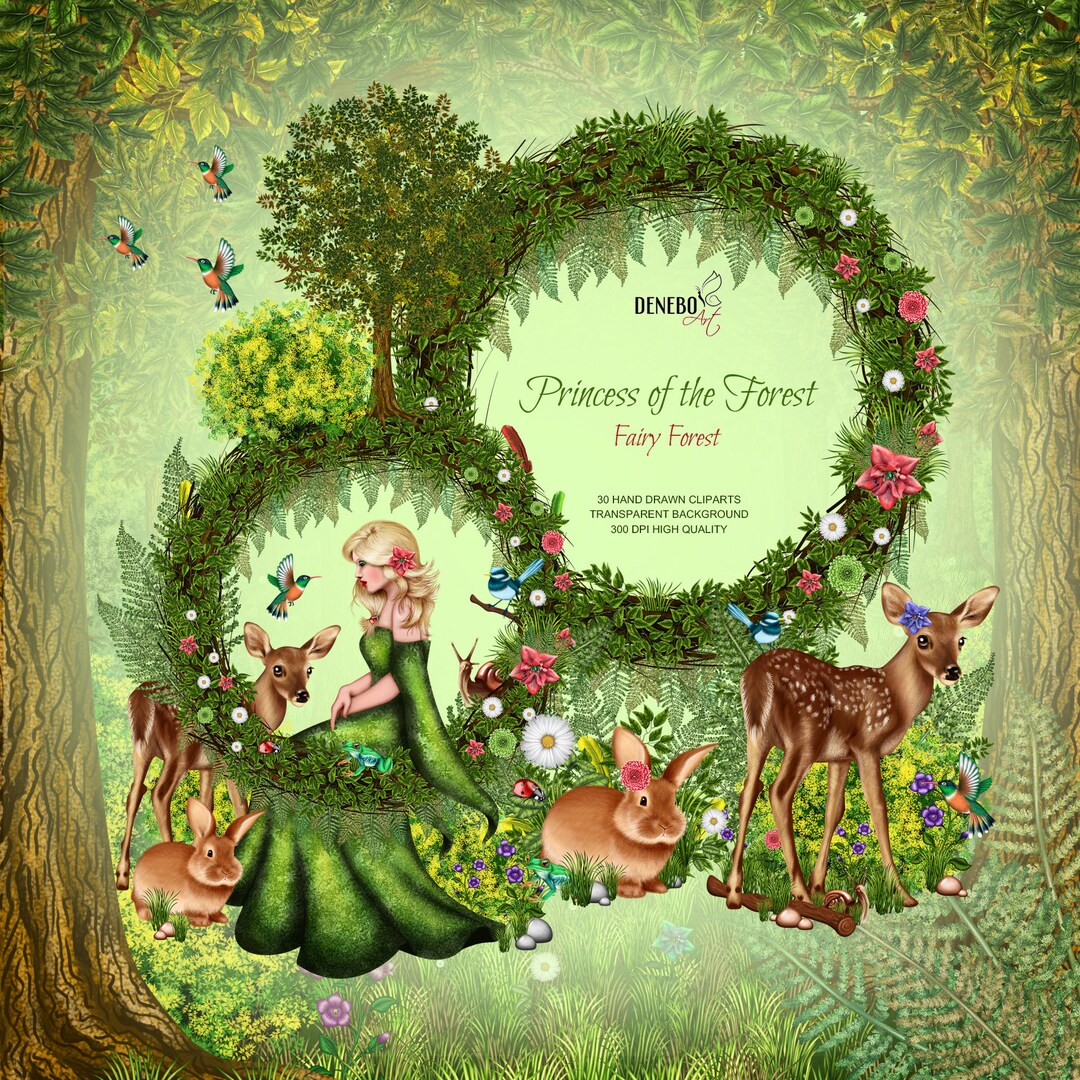Princess Clipart Woodland Animals Forest Flower Clipart Fairy Tale ...