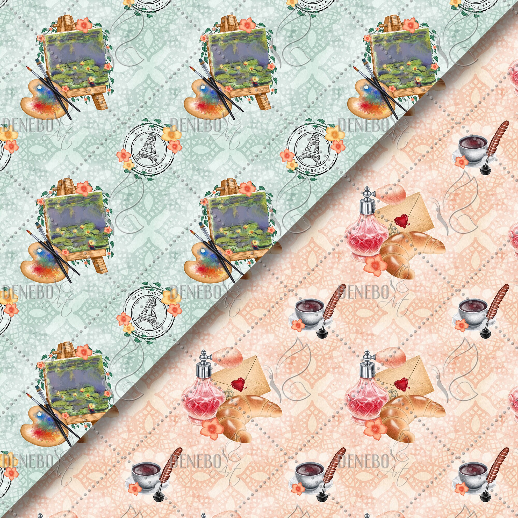 Paris Digital Paper Pack Romantic Digital Set Download Eiffel - Etsy