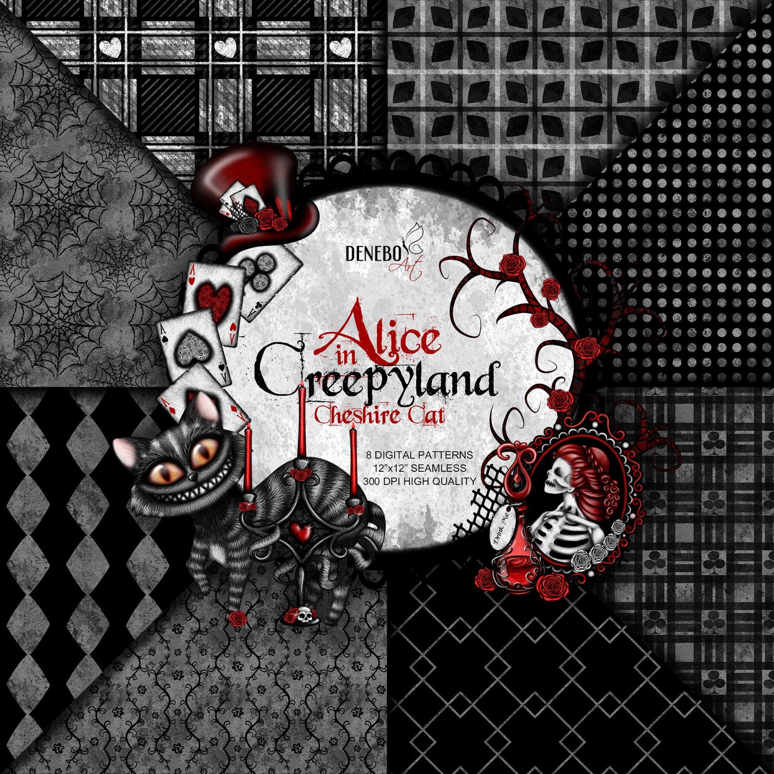 Cheshire Cat Pattern Alice in Wonderland Paper Grunge - Etsy