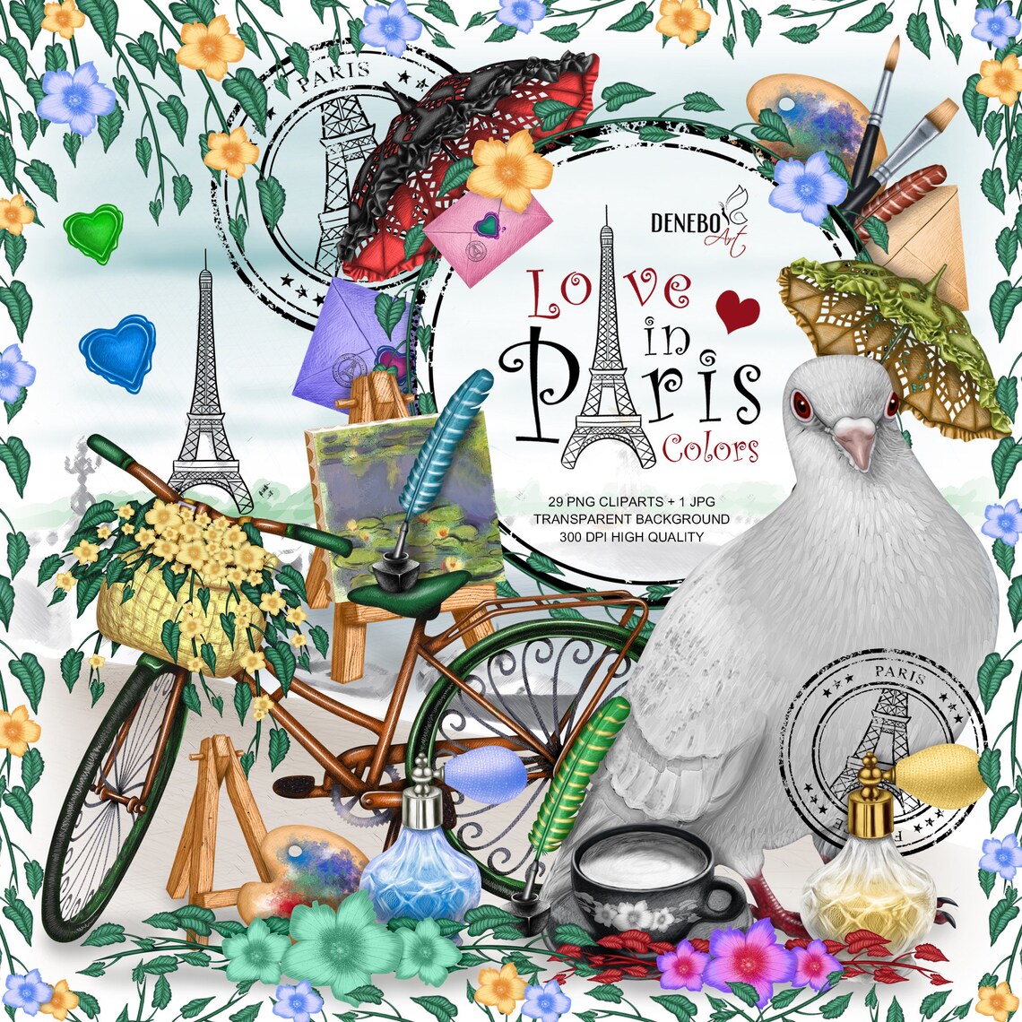 Eiffel Tower Clipart France Paris Clip Art French Style - Etsy