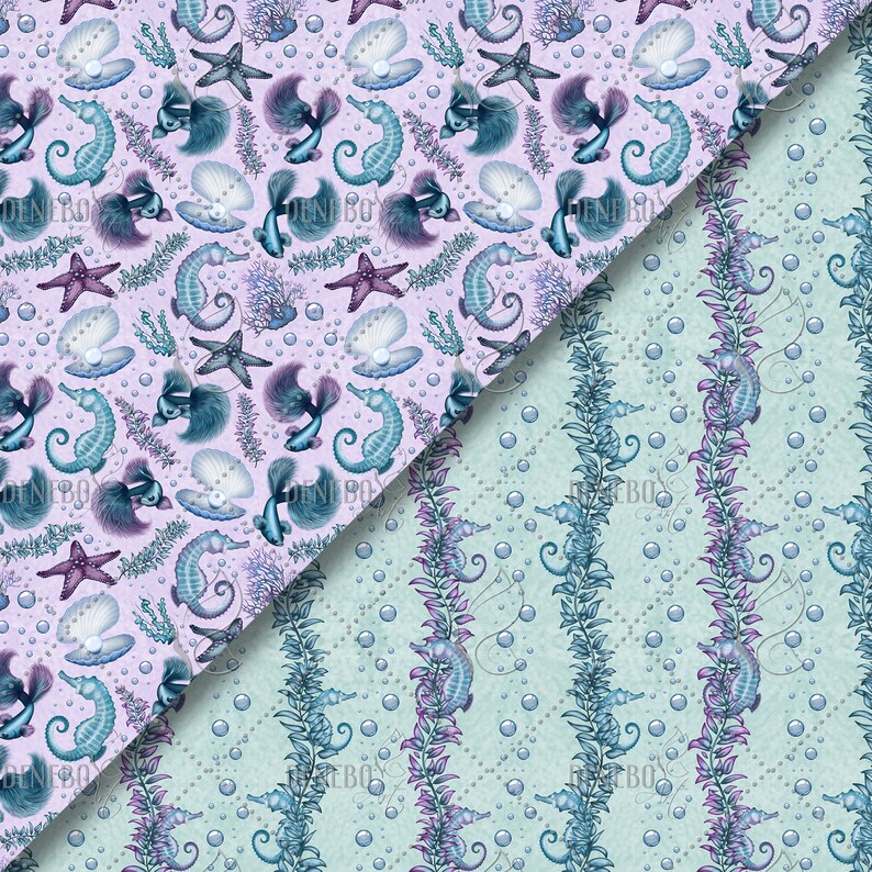 Mermaid Digital Paper Pack Fairytale Art Siren Under the Sea - Etsy