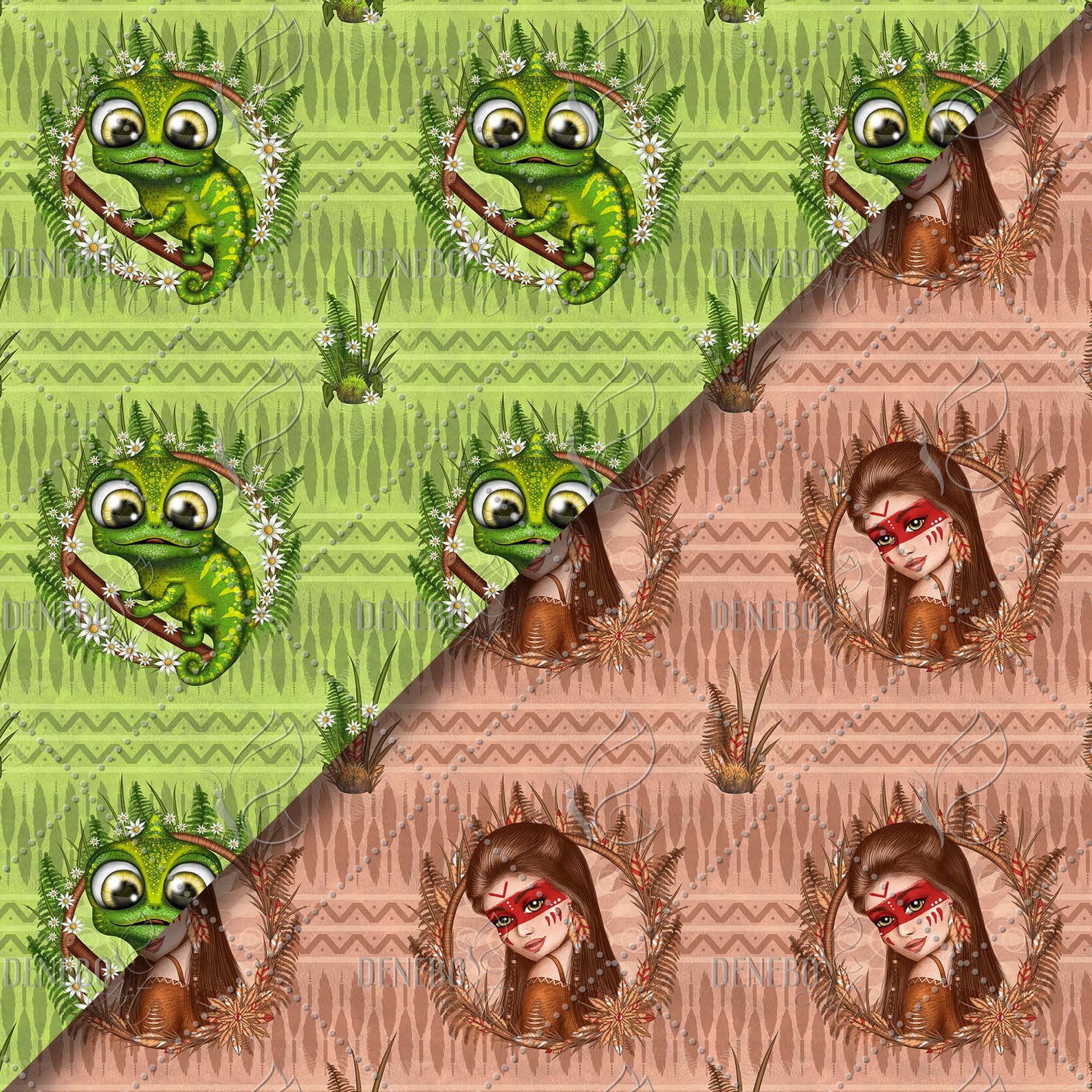 Tribal Digital Paper Pack Native American Digital Set Indian Girl ...