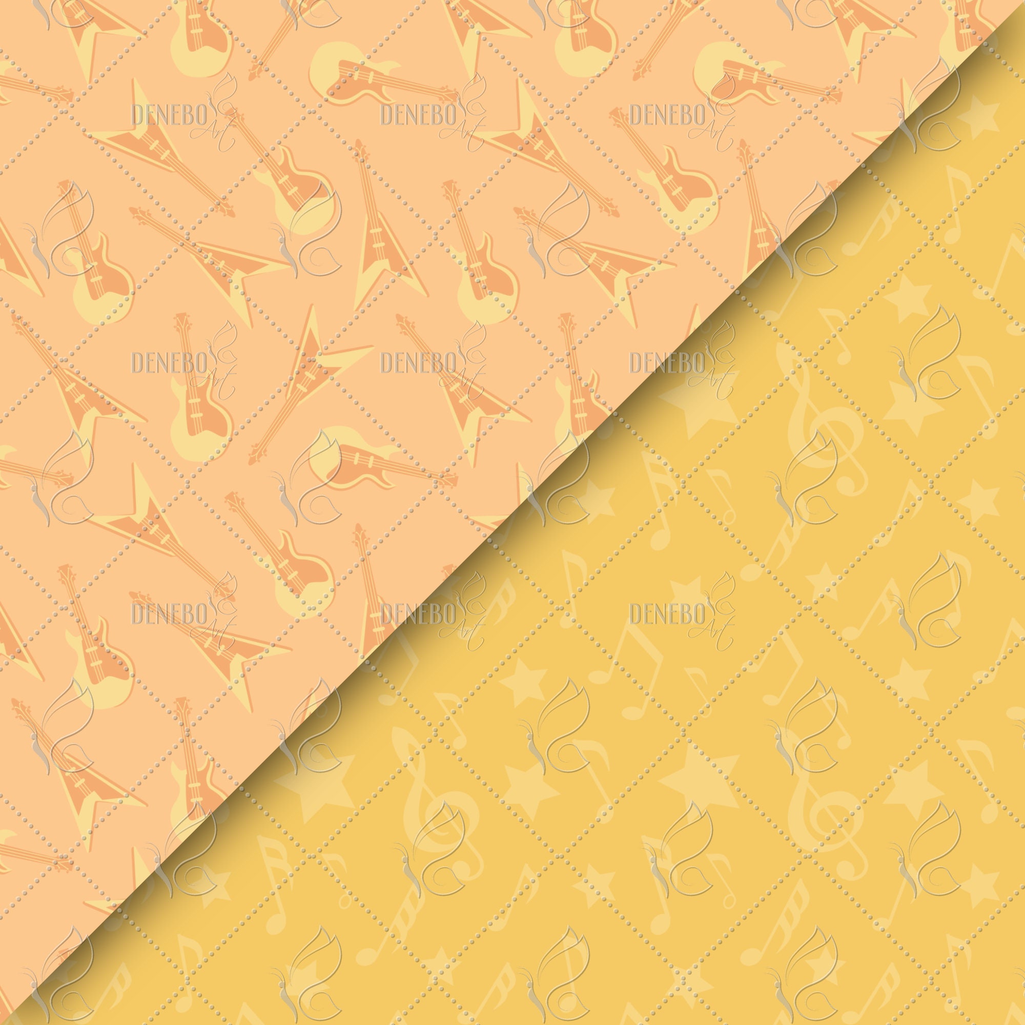 Colorful Digital Paper Set Music Notes Pattern Guitar Pattern Stars ...