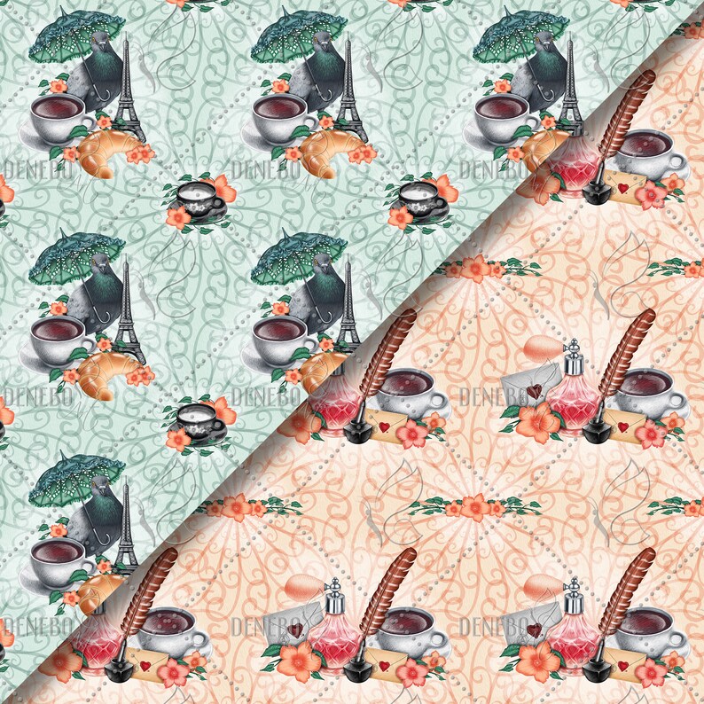 Paris Digital Paper Pack Romantic Digital Set Download Eiffel - Etsy