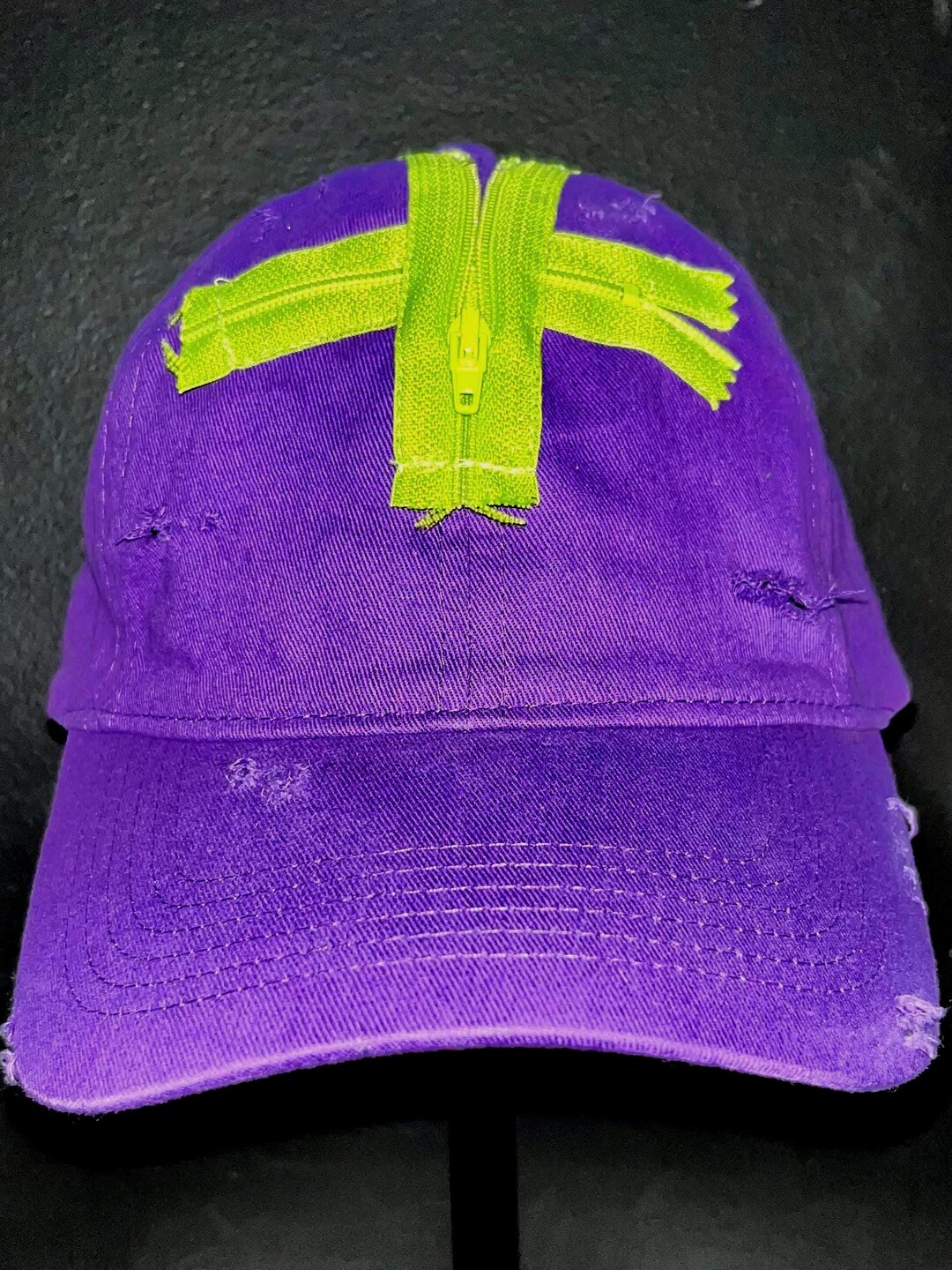 Funky Purple Cap With Lime Green Zipper: 90s Hip Hop Style - Etsy