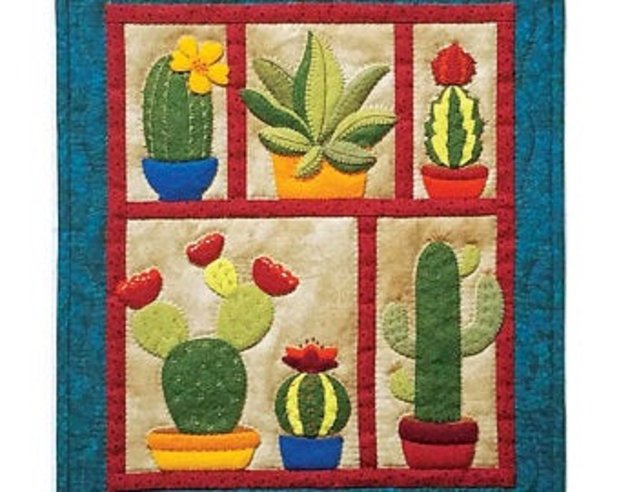 Succulents Cactus Applique Wall Quilt Kit Woolfelt 13x15 rachel's of ...