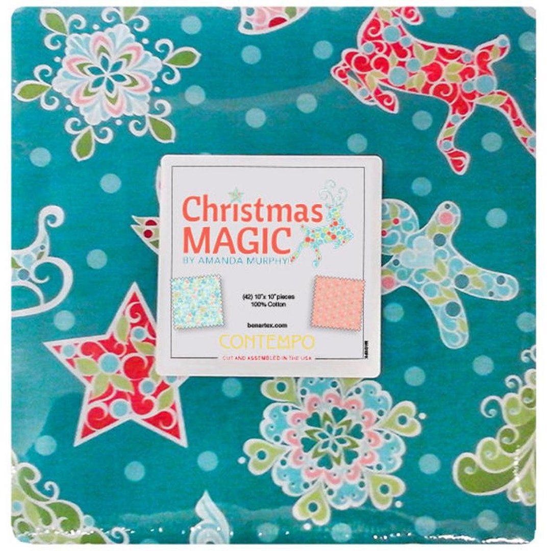 Christmas Magic Amanda Murphy Fabric on Blue Background Benartex ...