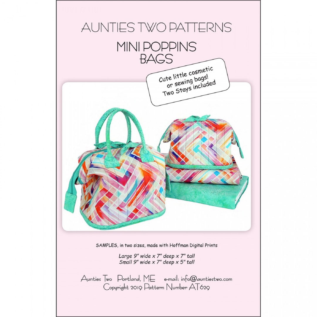 Mini Poppins Bags - Aunties Two Pattern - AUTA629 - 2 Metal Stays Are ...
