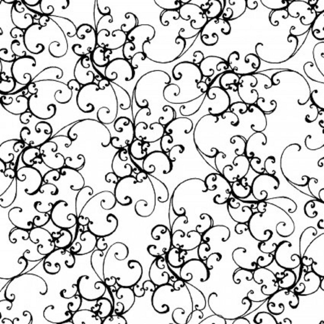 Loralie Designs- Elegant Scroll- Black on White 691875 - Priced by the ...
