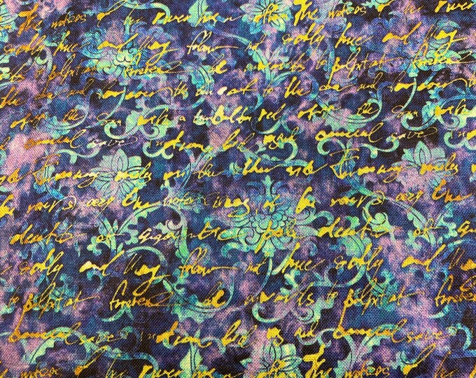 Pandora QT Fabrics Dan Morris Turquoise and Purple Scroll Fabric With ...