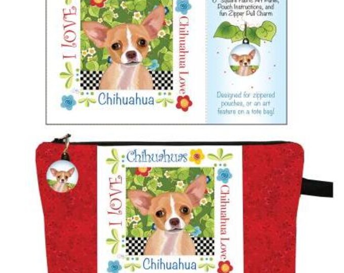 Jody Houghton Zipper Pouch Panel Fabric Set - Chihuahua Dog - With ...