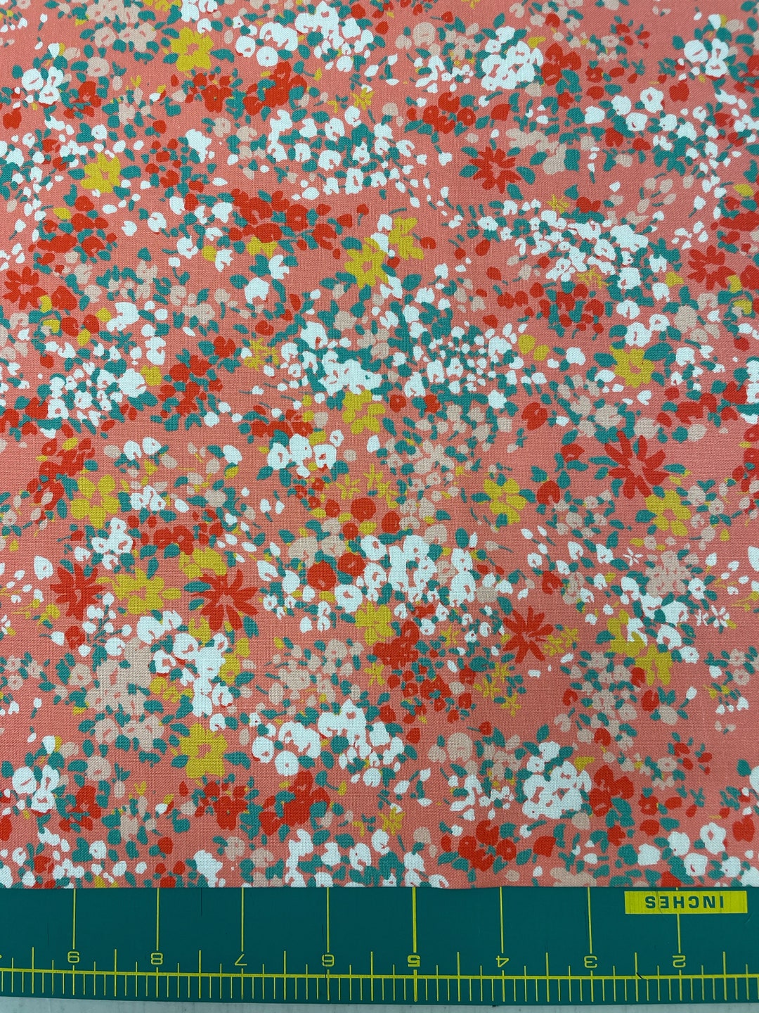 Lady Bird - Crystal Manning - Moda Fabric- Peach and Green Floral on ...