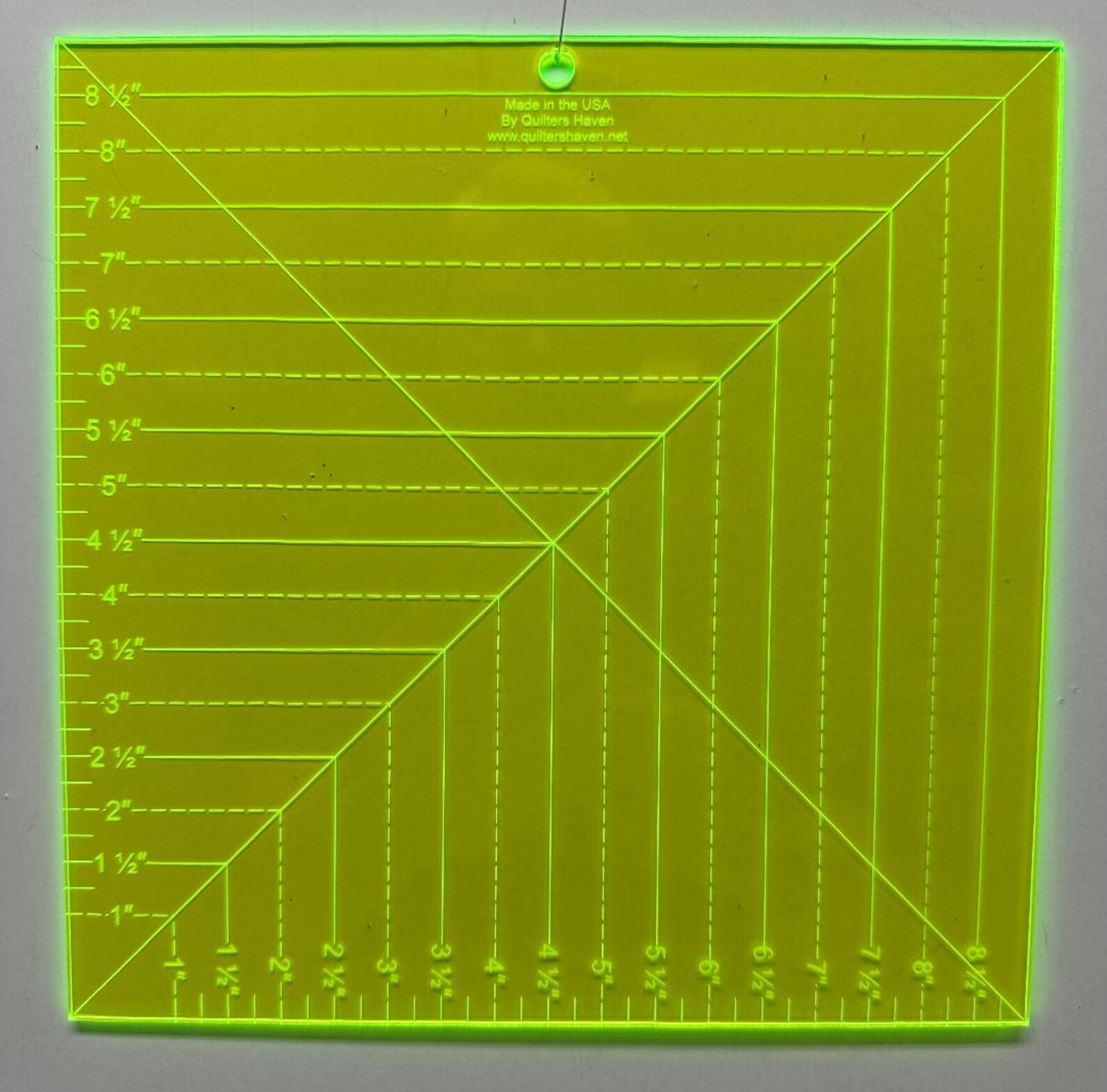 9" Easy Read Square up Ruler for Quilting – Yellow Fluorescent Acrylic ...
