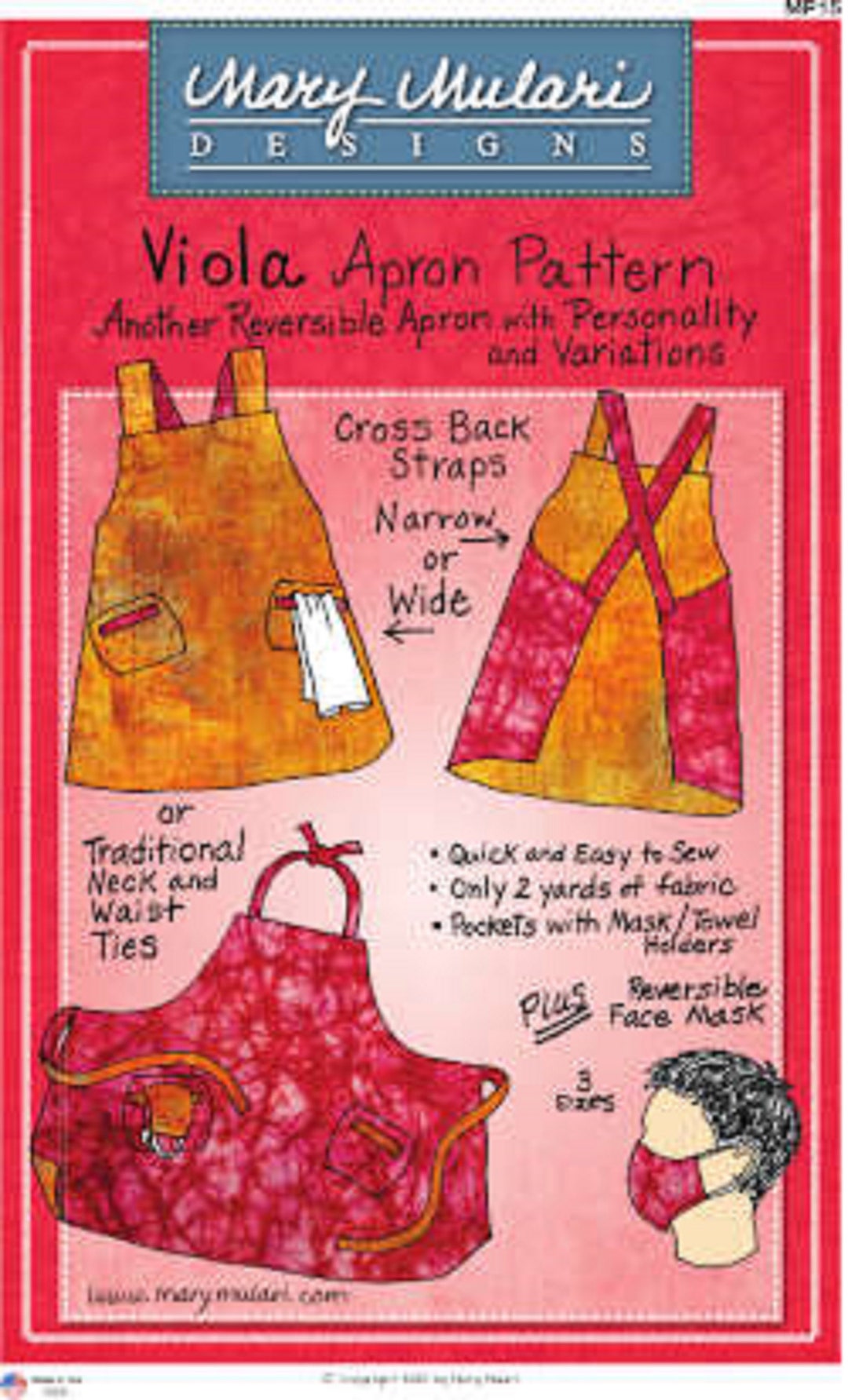 Mary Mulari Viola Apron Pattern Reversible Pattern - Etsy