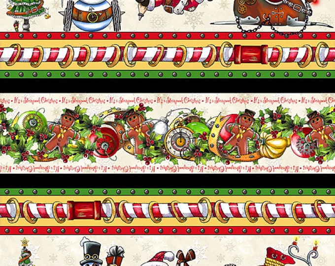 Steampunk Christmas Border Print QT Fabric Desiree's Designs Priced by ...