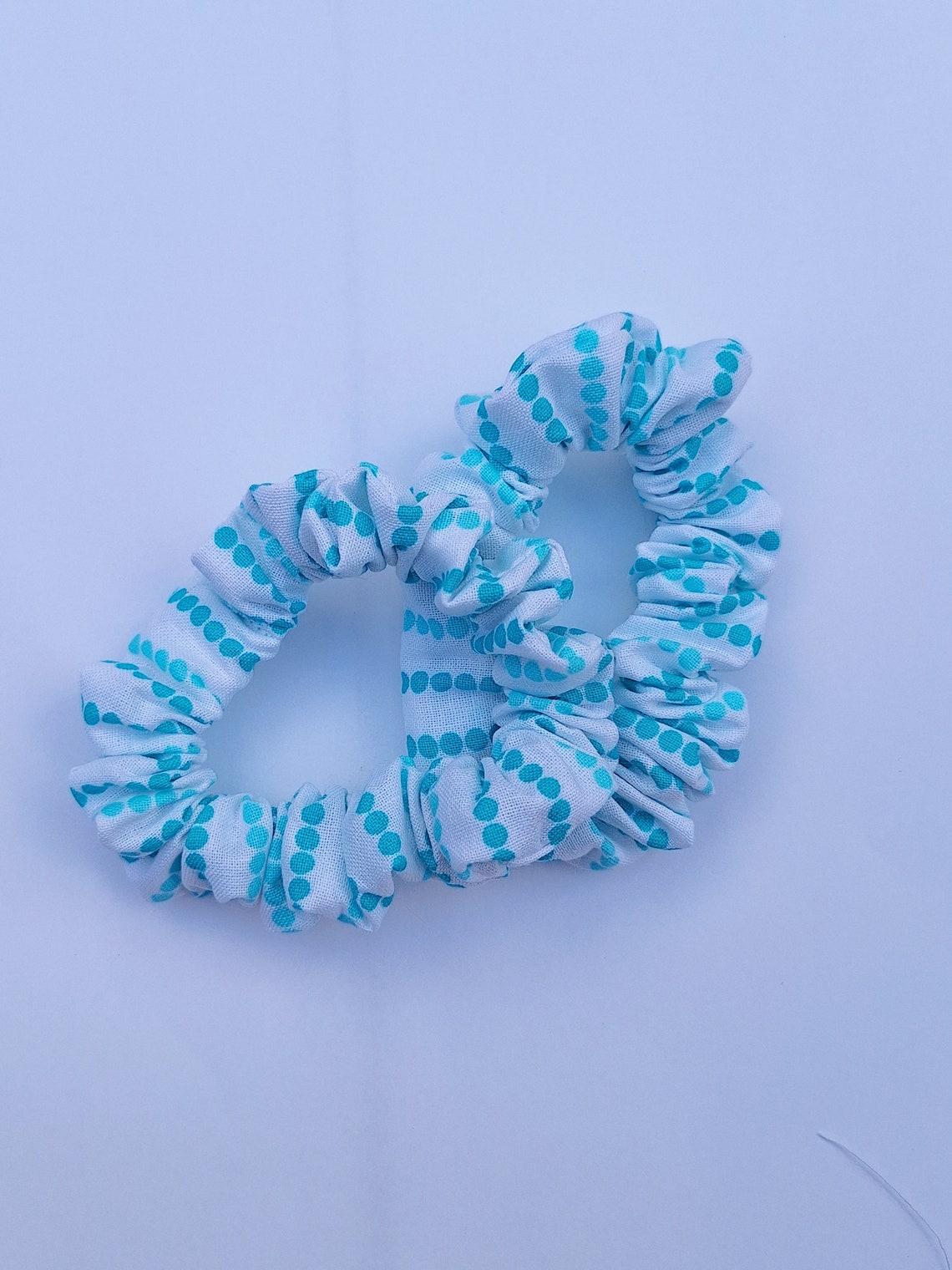 Aqua and White Striped Hair Scrunchie Polka Dot Hair Tie Hair Accessory ...