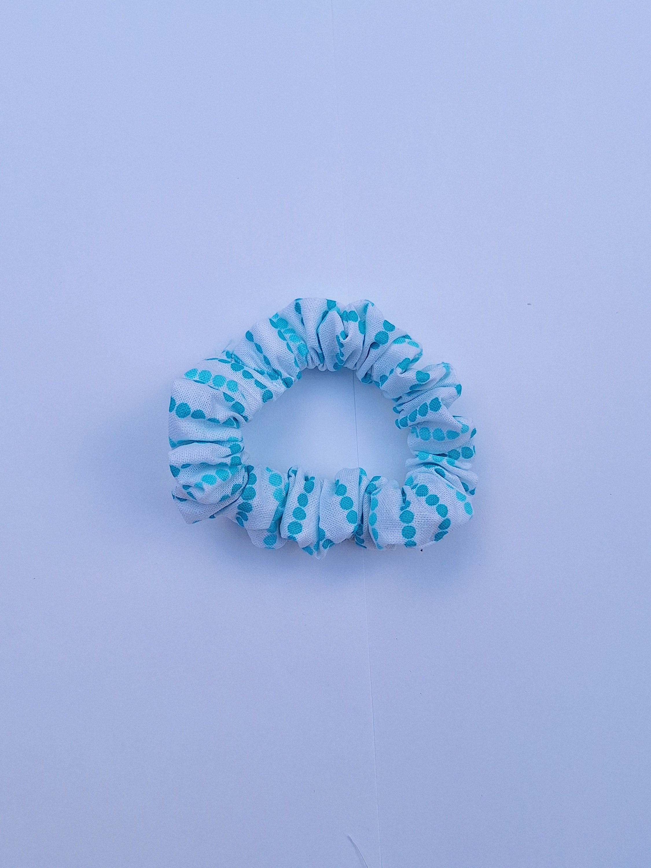 Aqua and White Striped Hair Scrunchie Polka Dot Hair Tie Hair Accessory ...