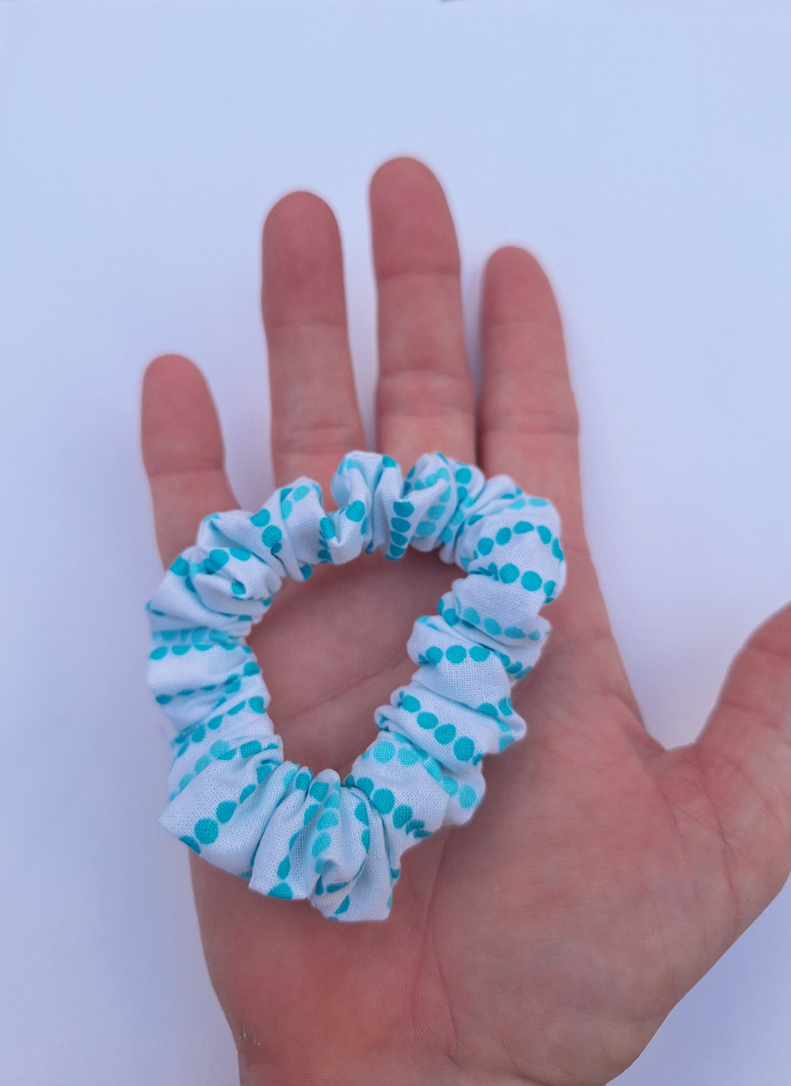 Aqua and White Striped Hair Scrunchie Polka Dot Hair Tie Hair Accessory ...
