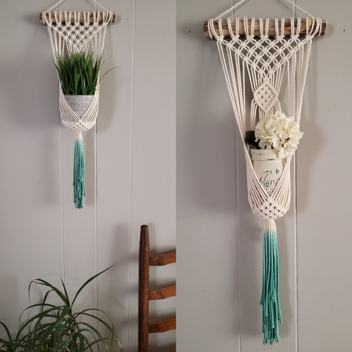 SMALL Clove Hitch Single Plant Hanger / Small Macrame Wall | Etsy