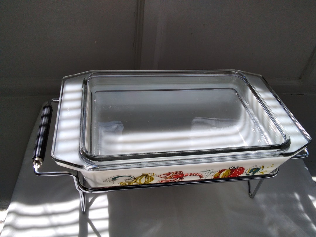 Wonderful Shiny Chrome heat Stand Pyrex Shallow Rectangle Space Saver ...