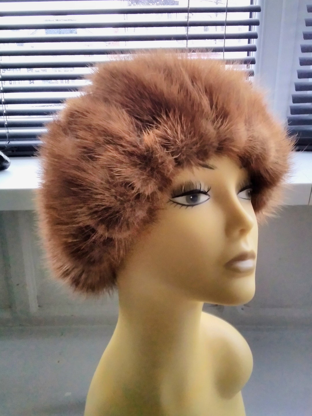 50s/60s Real Fur Snowball Hat, Multi Tonal Brown, Soft & Fluffy, Lovely ...