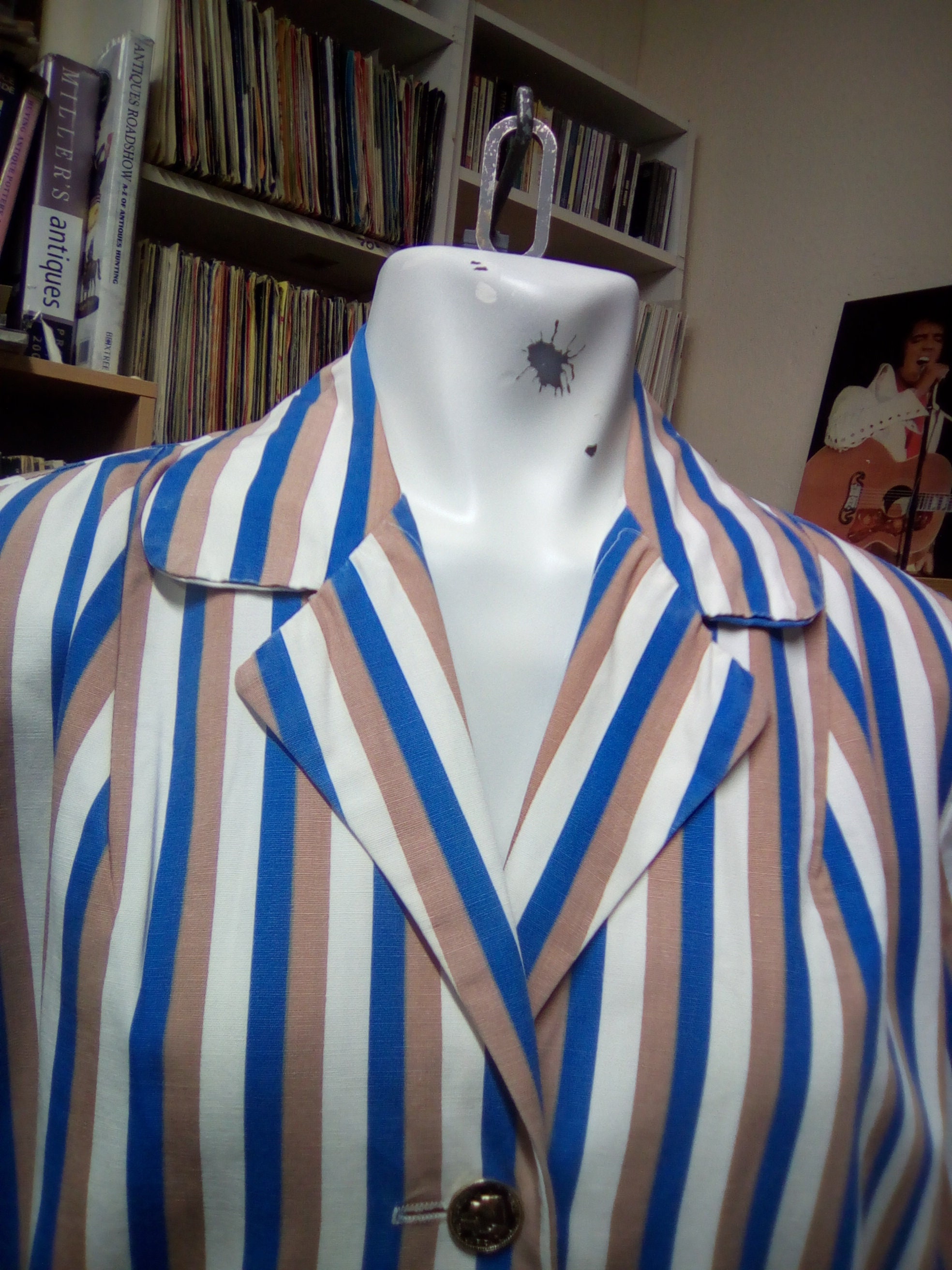60s/70s Eaton Boating Style Ladies Jacket, Classic Striped Cotton, Gold ...