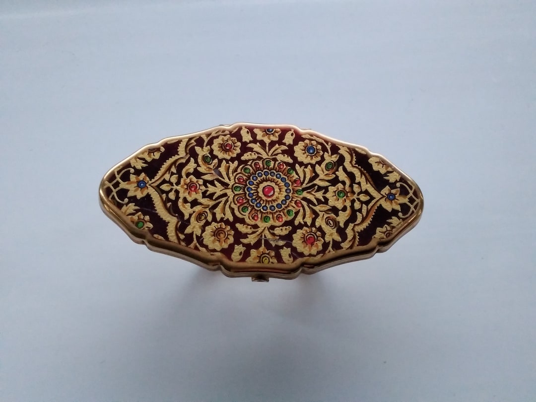 1950s Lipstick Case by Stratton, Dark Background, Pretty Gold Detail ...