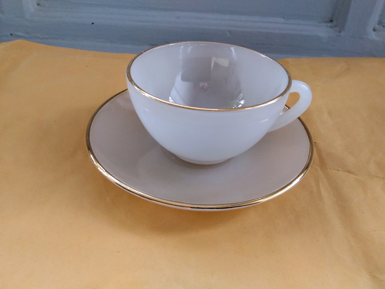 60s Arcopal Blue Teacup & Matching Saucer, Durable Milk Glass ...