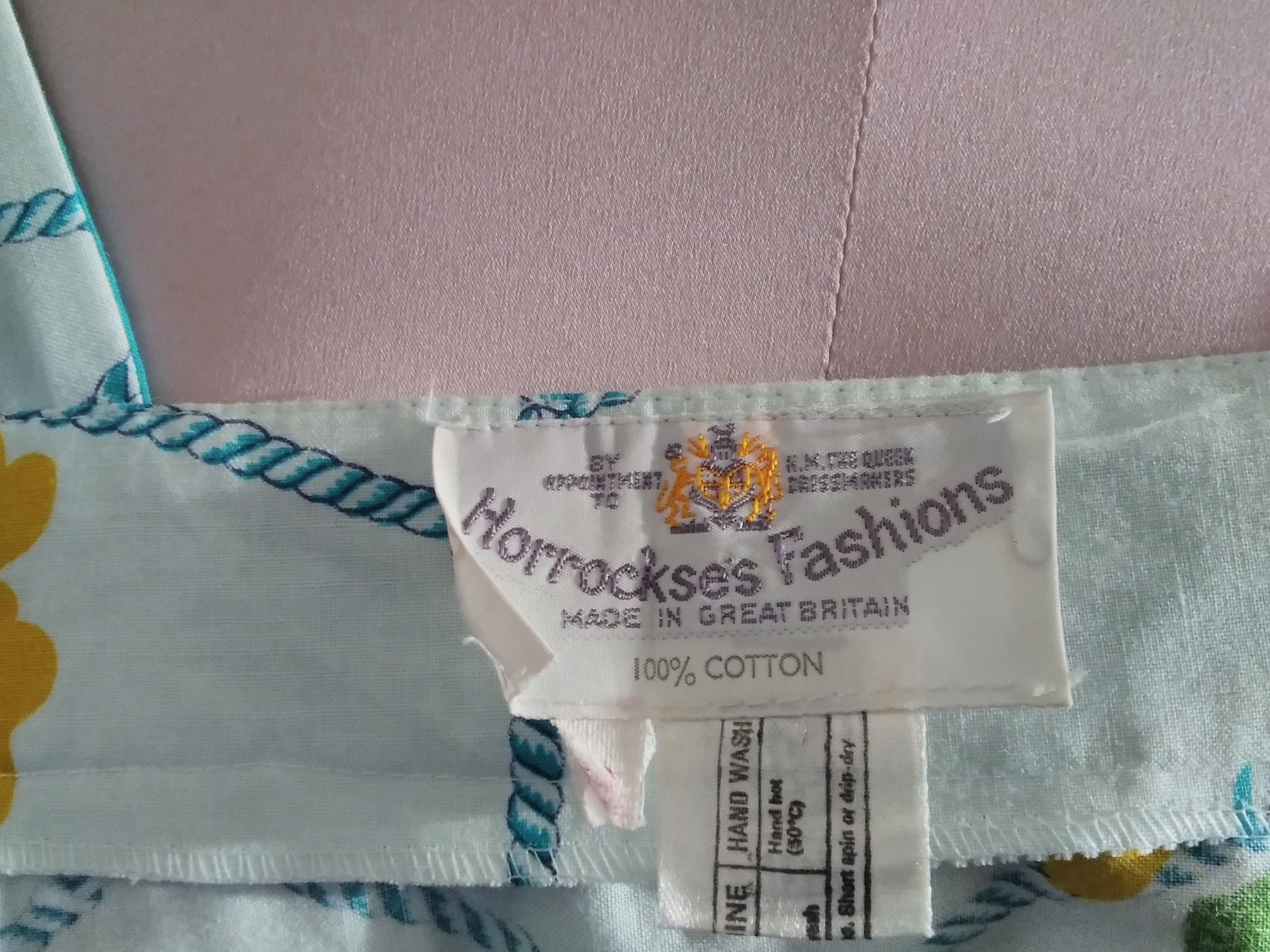 60s Horrock's Summer Dress, White Cotton, Blue Shoulder Straps & Front ...