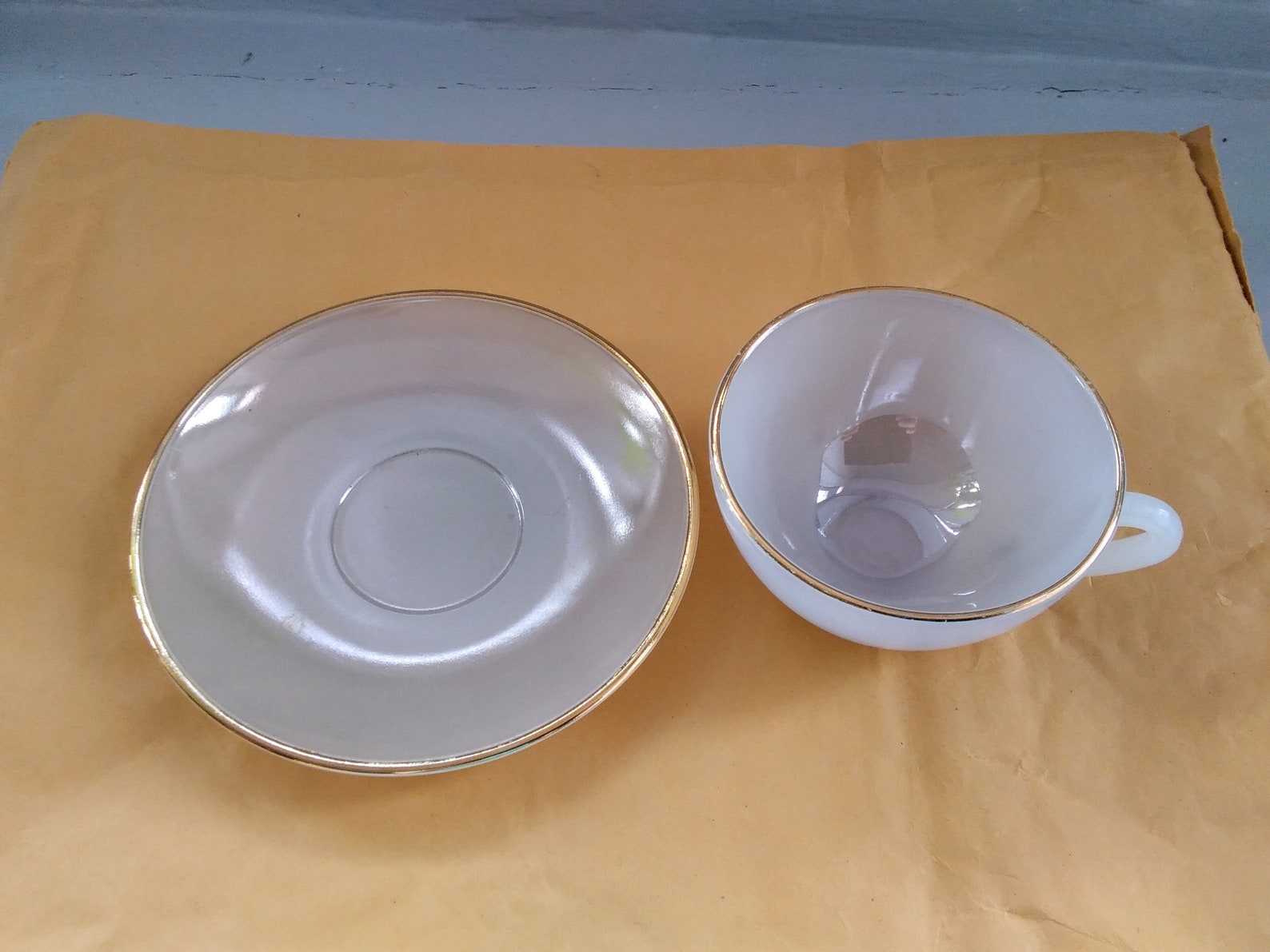 60s Arcopal Blue Teacup & Matching Saucer, Durable Milk Glass ...