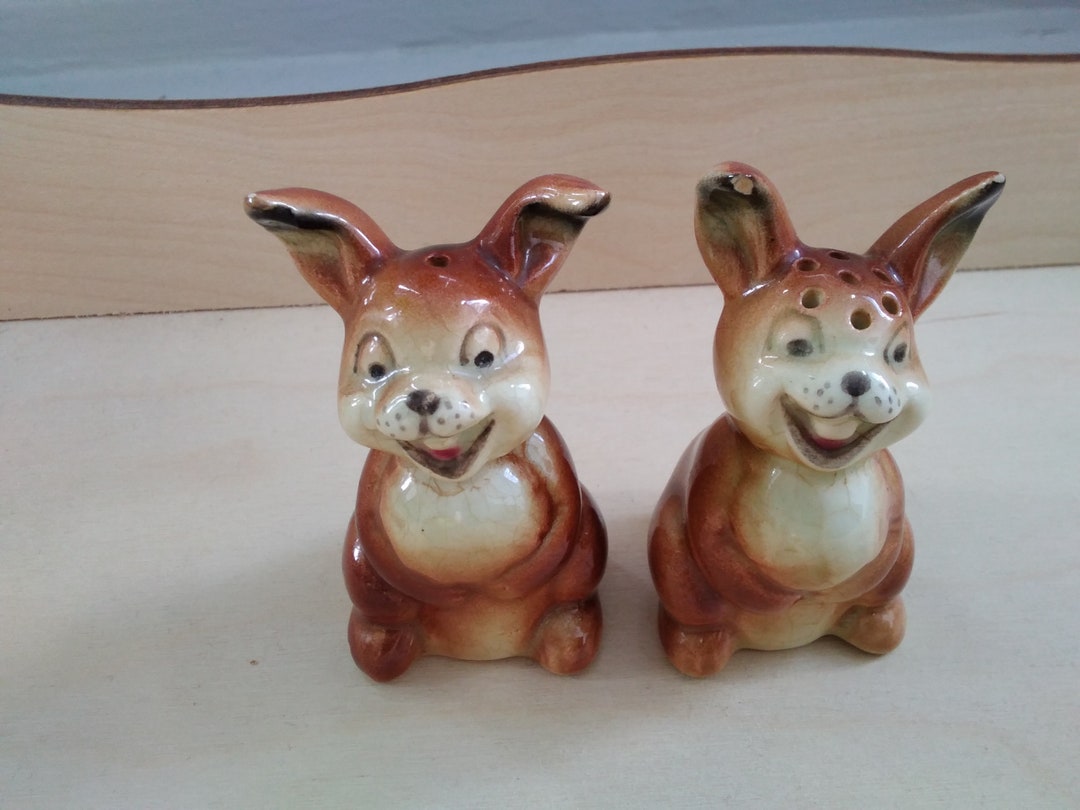 1950s Bunny Rabbits Salt, Pepper Pots & Tray, Novelty Cruet Set, Quirky ...