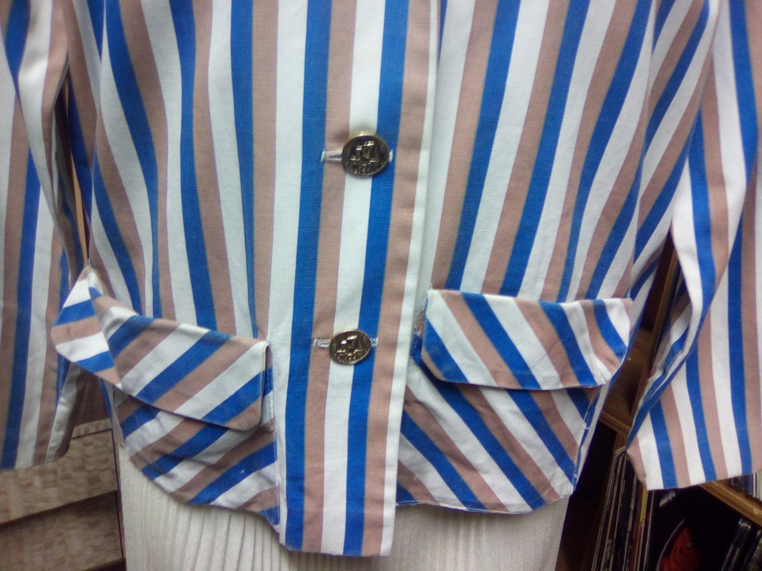 60s/70s Eaton Boating Style Ladies Jacket, Classic Striped Cotton, Gold ...