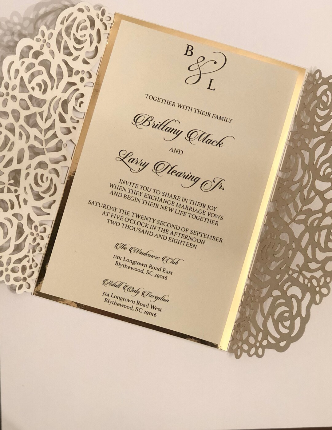 Gold Laser Cut Invitation - Etsy