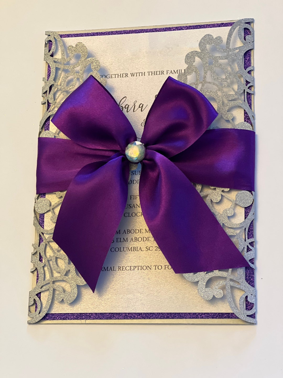 Purple & Silver Invitation - Etsy