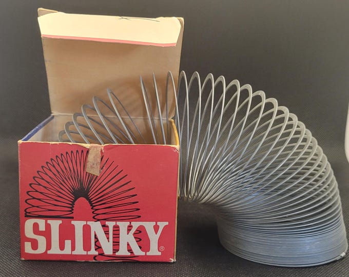 Vintage Slinky Original 1960s Walking Spring Toy James Industries Box ...
