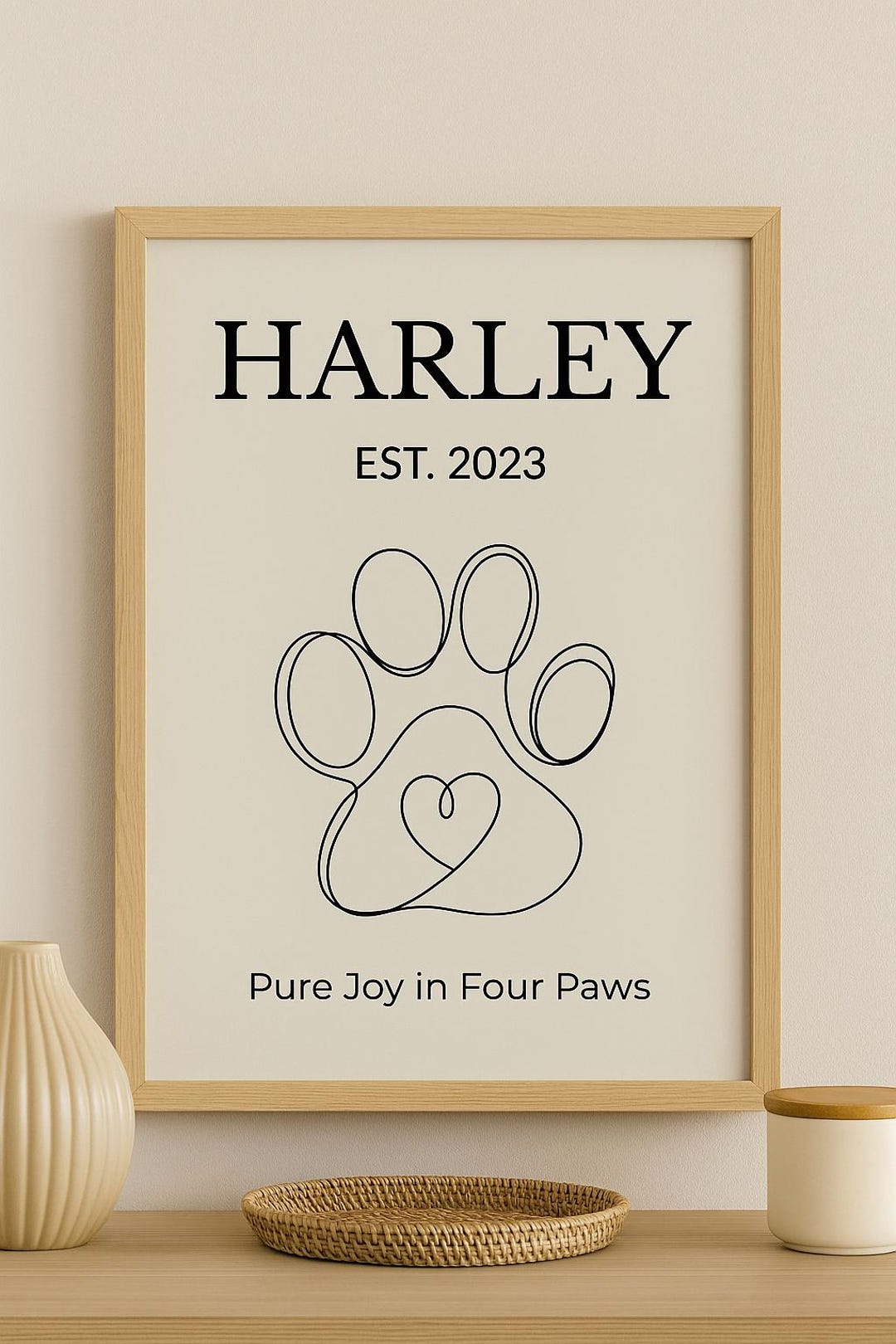 Personalised Pet Paw Print Poster | Custom Dog Cat Memorial (digital ...
